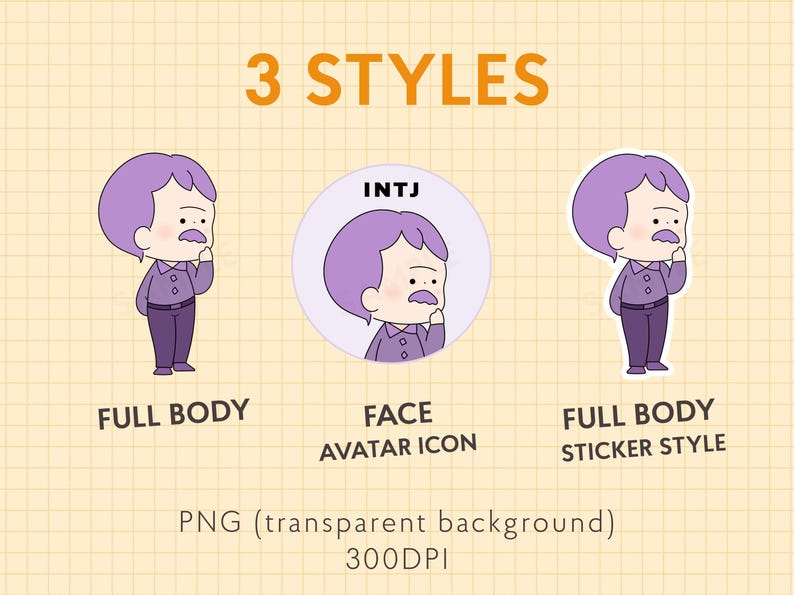 MBTI Personality Characters Clipart Set: Kawaii Hand-drawn Chibi ...