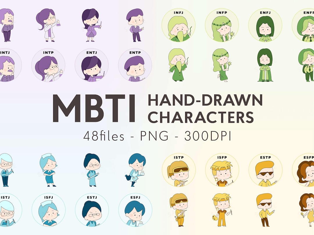 MBTI Personality Characters Clipart Set: Kawaii Chibi Illustrations ...