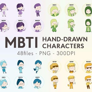 MBTI Personality Characters Clipart Set: Kawaii Chibi Illustrations ...