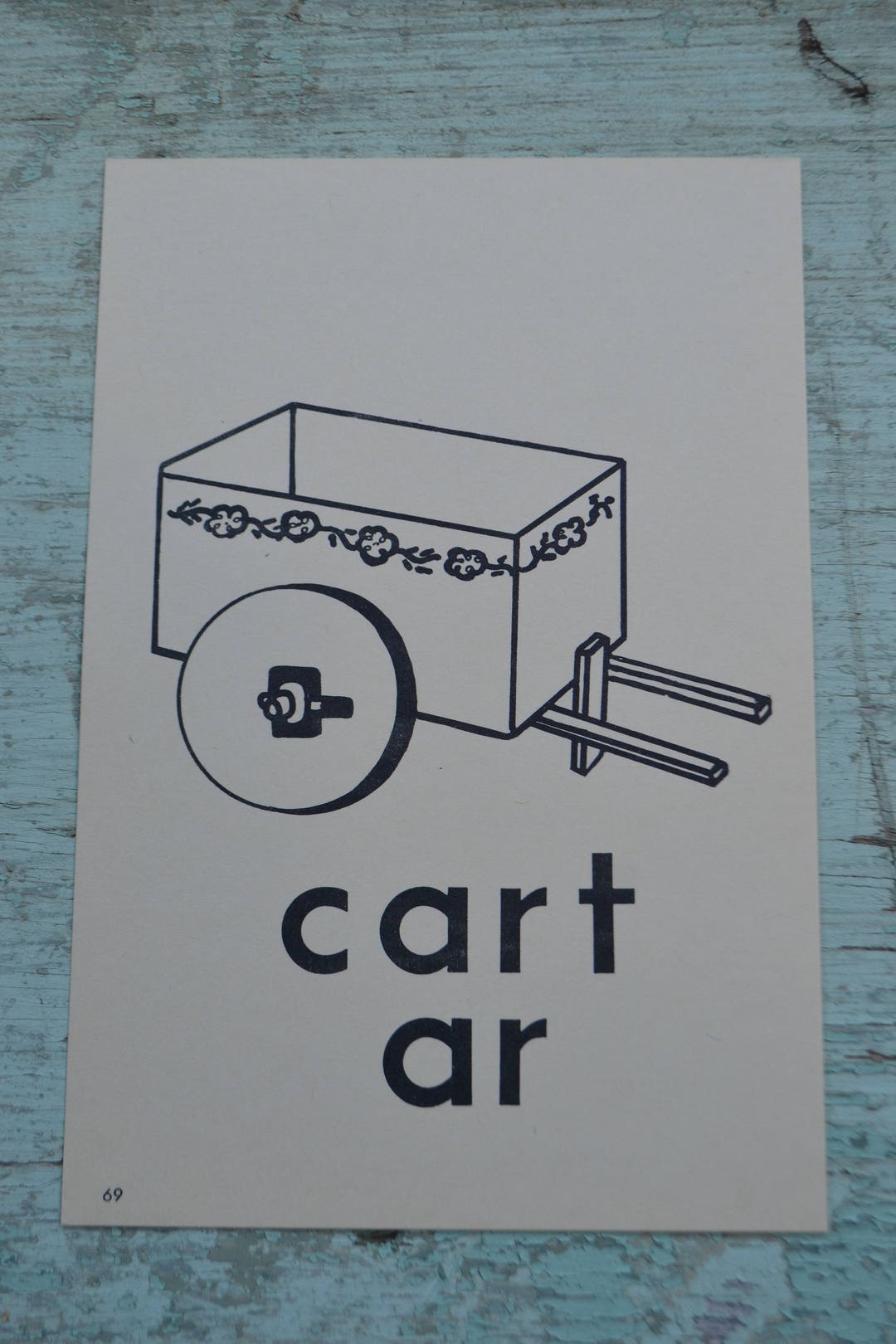 Vintage Flash Card Flashcard Educational Phonics Print Large Picture ...