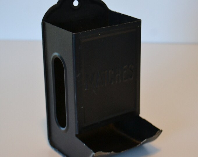 Vintage Black Metal Wall Storage Matchbox Matches Matchstick Holder - Etsy