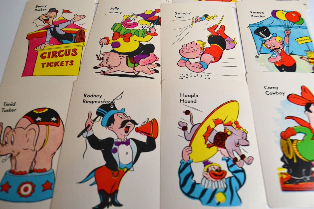 Vintage Circus Characters Childrens Kids Game Cards Lot of 11 - Etsy
