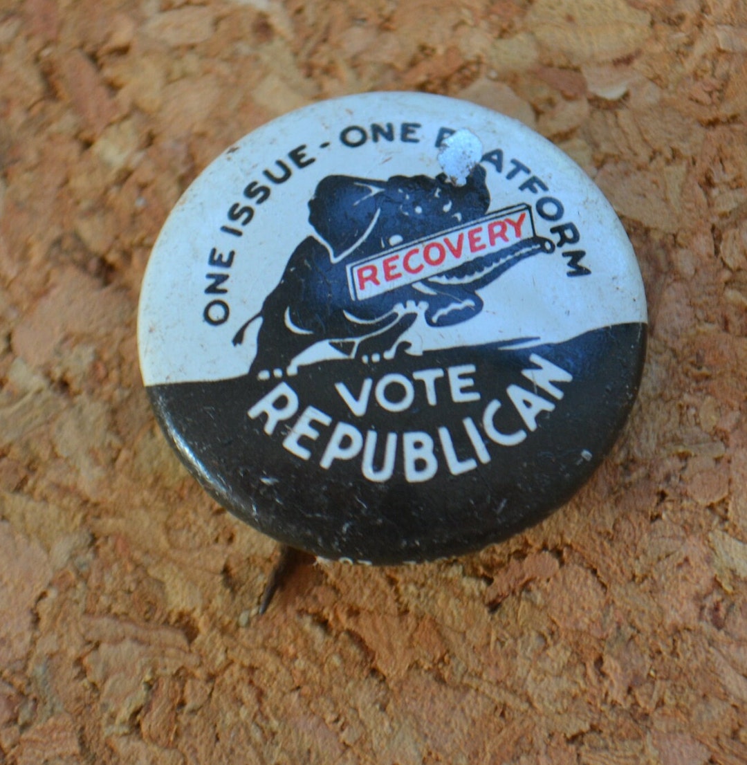 Vintage Vote Republican Hoover Campaign Vote Voting Pin Pinback Button ...