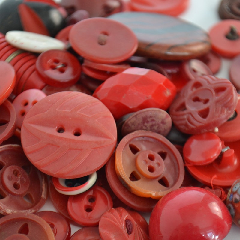 Red Vintage Buttons - Etsy