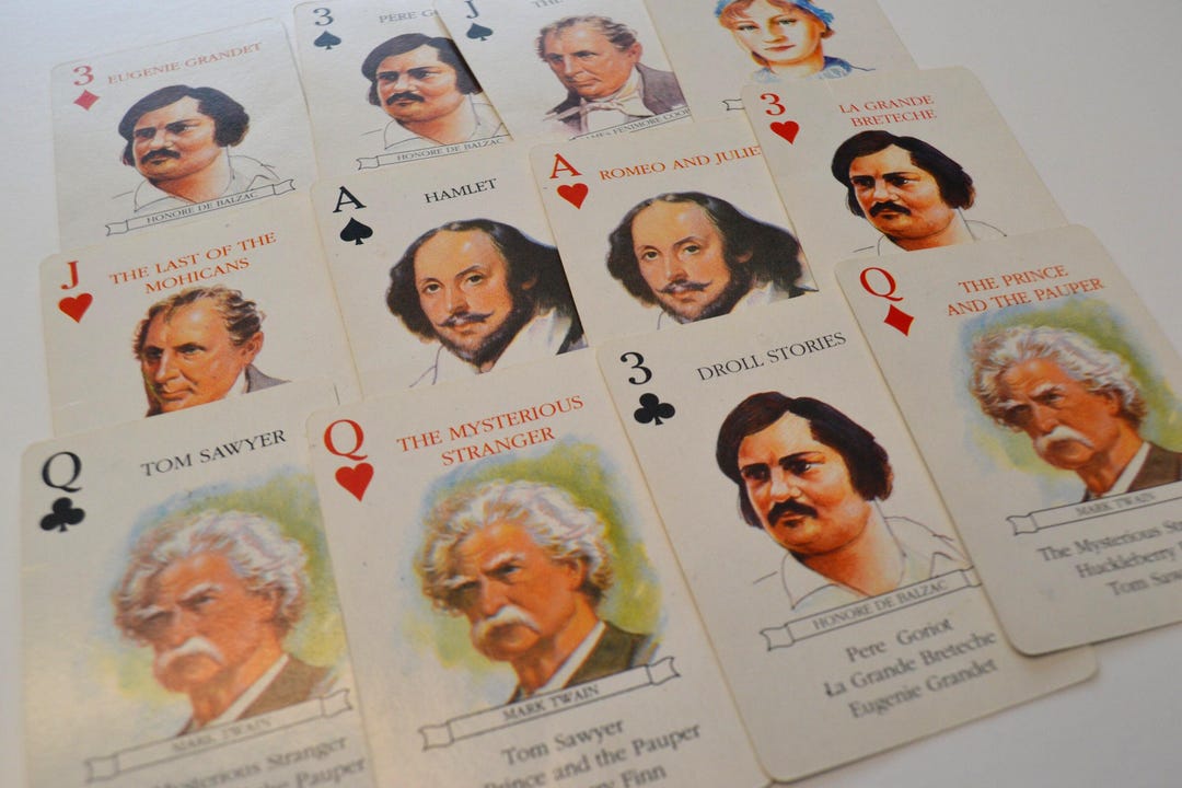 Vintage Authors Writers Characters Childrens Kids Playing Cards ...