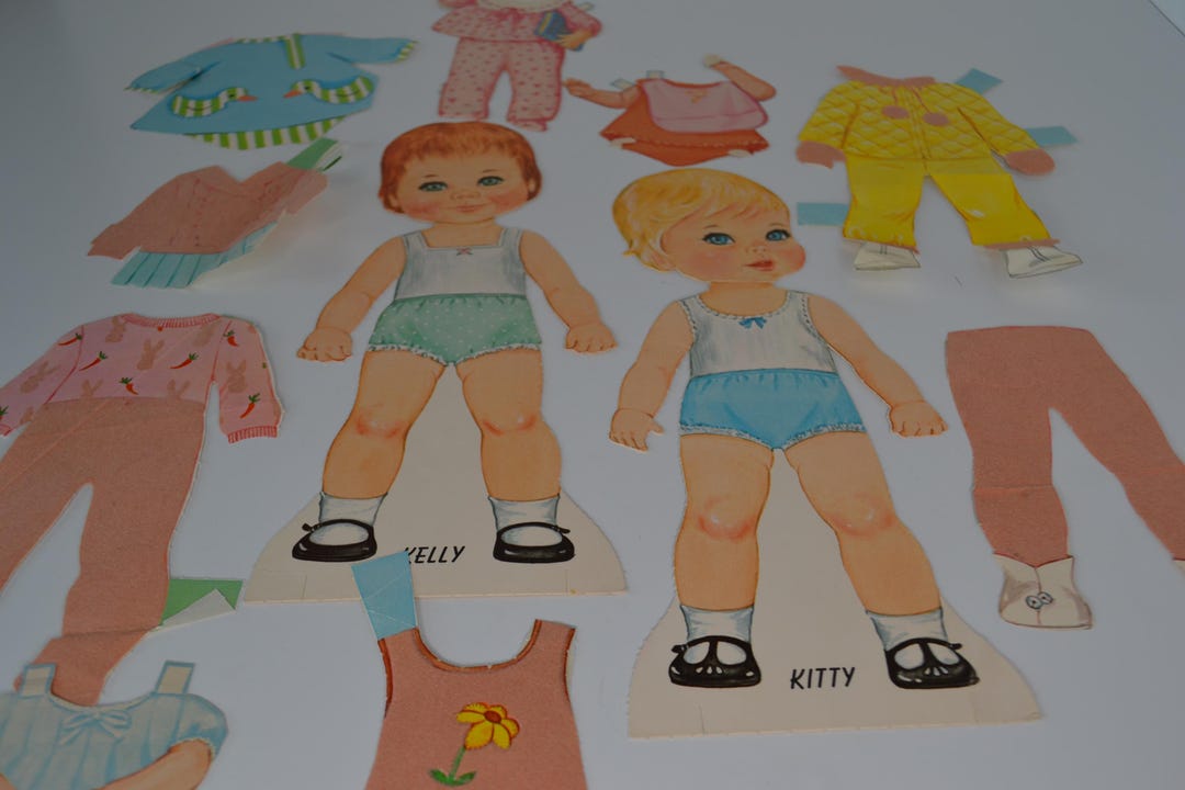 Vintage Children Kids Pretend Play Fashion Paper Cut-out Girl Outfits ...
