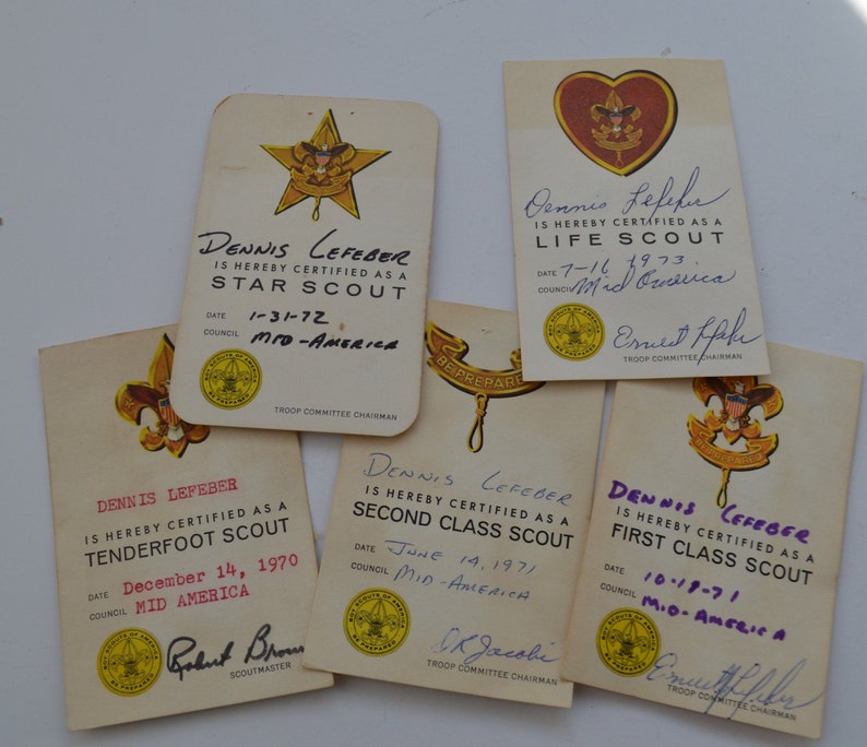 Vintage Boy Cub Scout Membership Award Cards Ephemera Set of 5 | Etsy