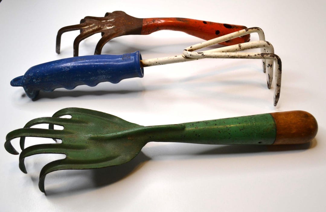 Vintage Assorted Garden Hand Metal Rakes Tools - Lot of 3 - Etsy