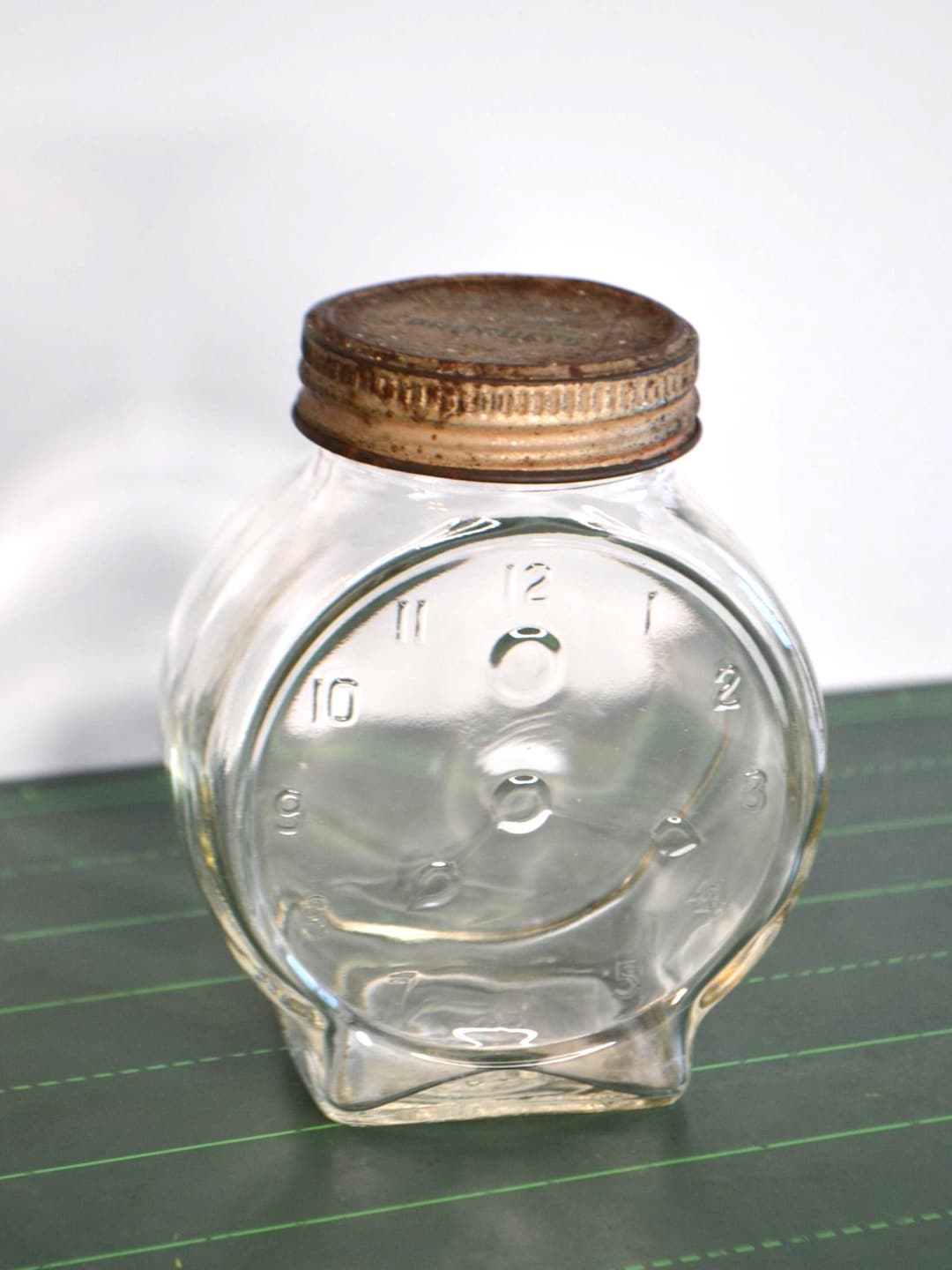 Vintage Gold Bond Products Clock Theme Glass Container Jar - Etsy