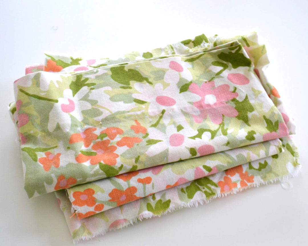 Vintage Green Floral Pattern Fabric Material Scraps Lot of 7 - Etsy