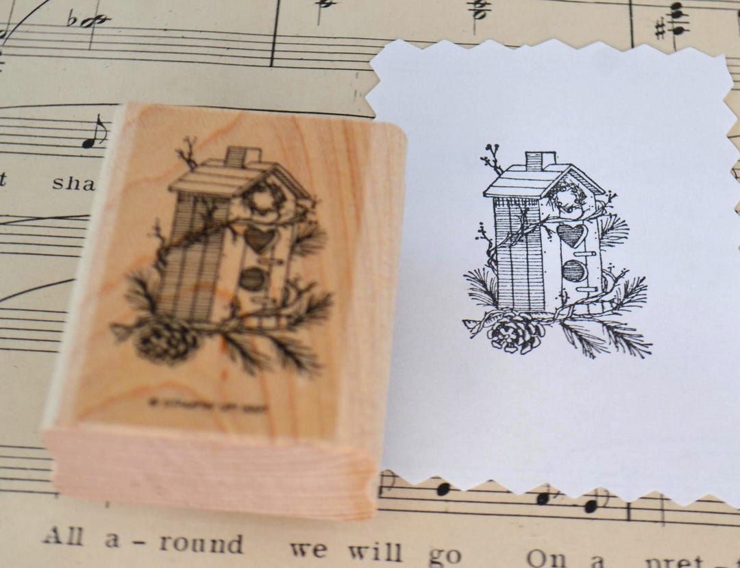 Vintage Stampin up Holiday Bird House Birdhouse Wood Mounted Rubber ...