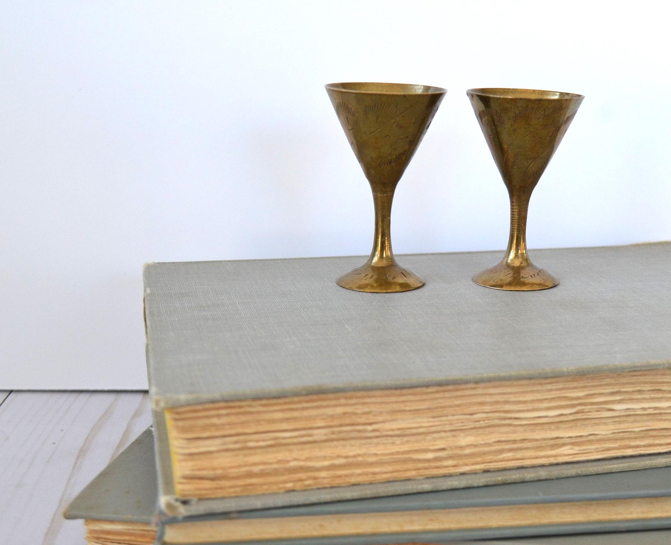 Vintage Brass Tiny Cordial Drink Barware Set of 2 - Etsy