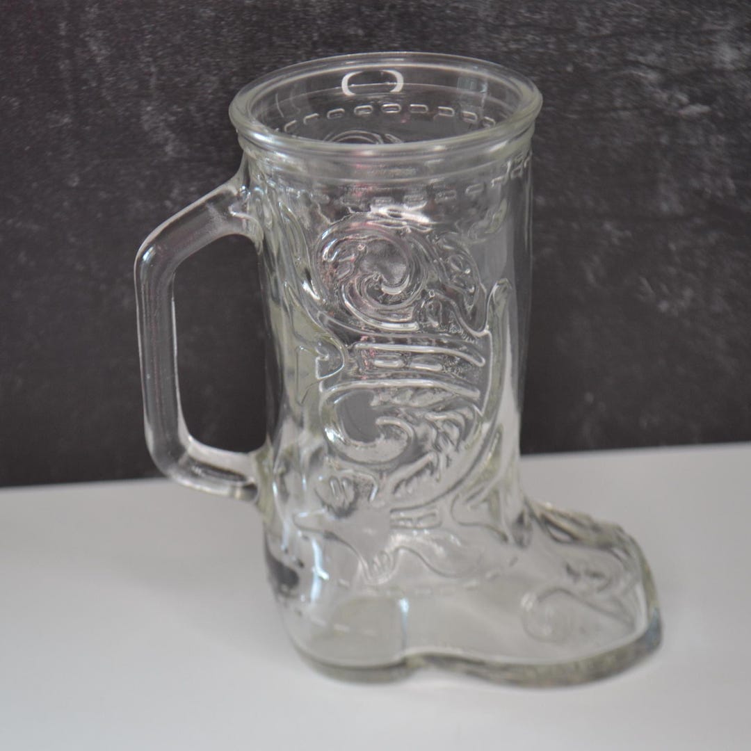 Vintage Clear Glass Cowboy Boot Drink Cup Mug - Etsy