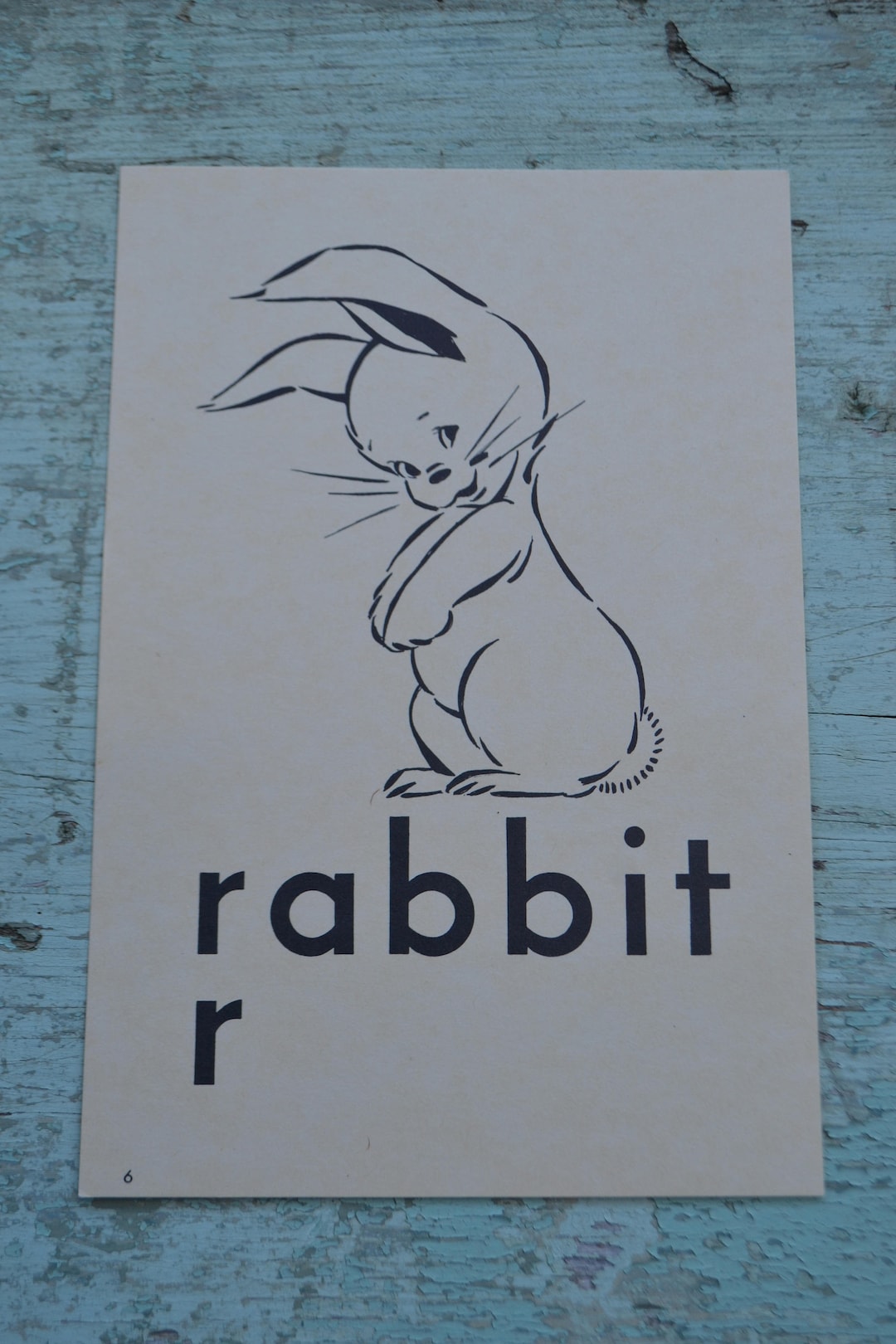 Vintage Picture Flash Card Flashcard Ephemera Large Rabbit 1950's - Etsy