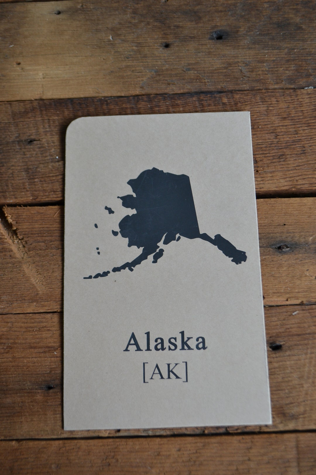Vintage Cardstock Flashcard Educational Informational Map State Alaska ...