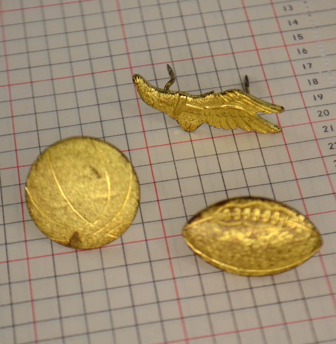Vintage Metal Gold High School Varsity Sports Pins Basketball Track ...