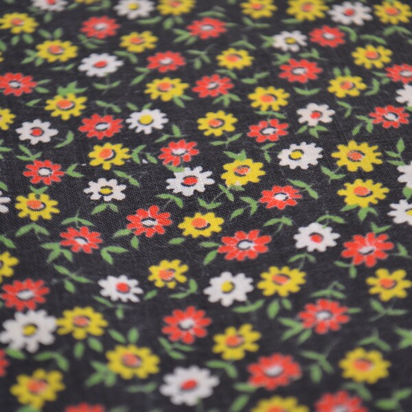 Black Floral Fabric - Etsy