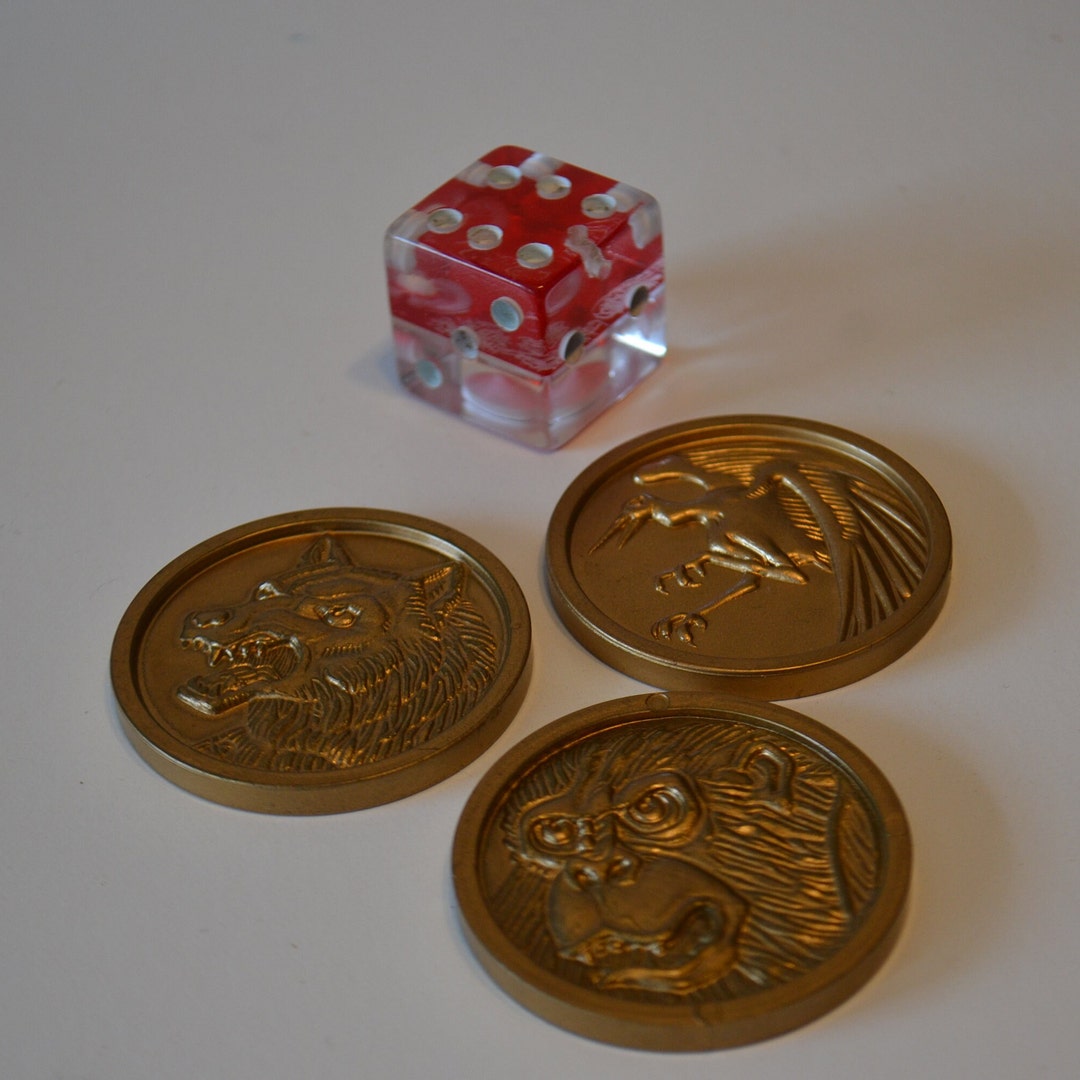 Vintage Plastic Childrens Kids Game Pieces Dice Animal Gold Coins ...