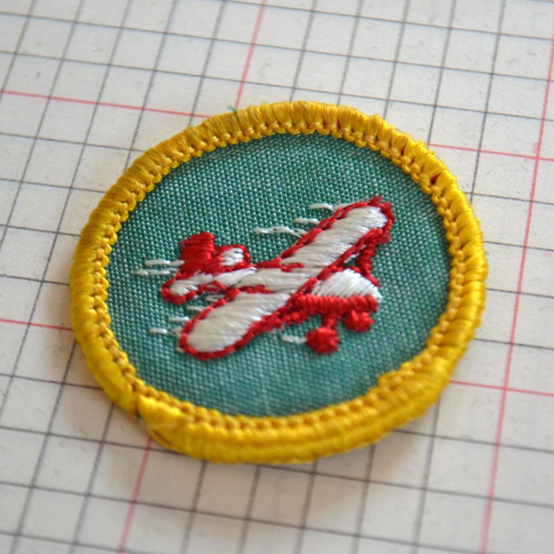 Vintage Boy Girl Cub Scouts Brownies Plane Airplane Round Embroidered ...