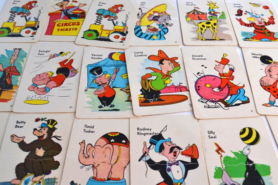 Vintage Circus Characters Childrens Kids Game Cards Lot of 11 - Etsy