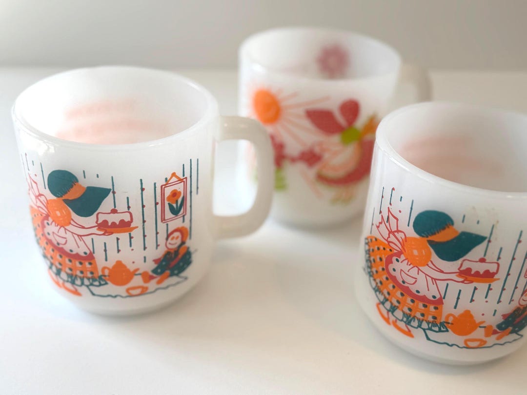 Vintage Glasbake White Milk Glass Coffee Cups Mugs - Set of 3 - Etsy
