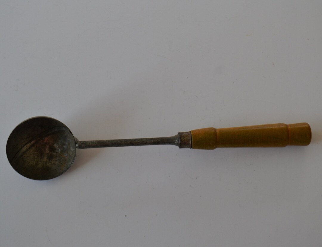 Vintage Dark Yellow Worn Wood Handle Hand Held Kitchen Farmhouse Style ...