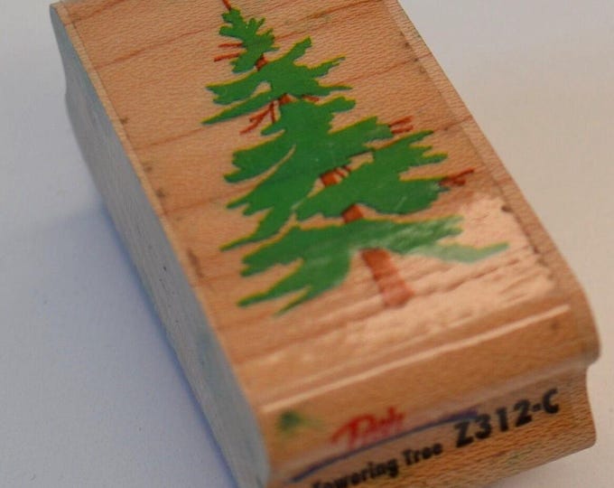 Evergreen Tree Wood Mounted Rubber Stamp - Etsy