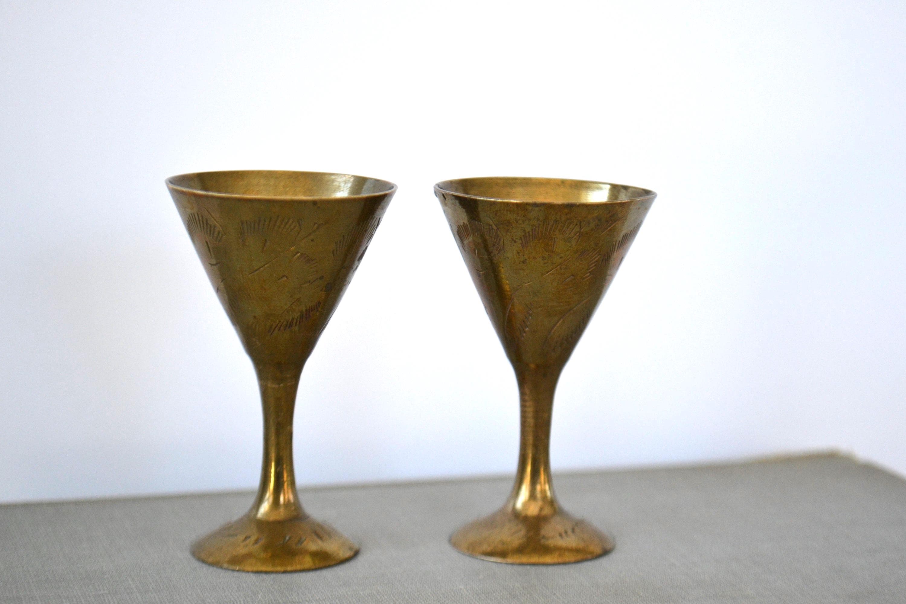 Vintage Brass Tiny Cordial Drink Barware Set of 2 - Etsy