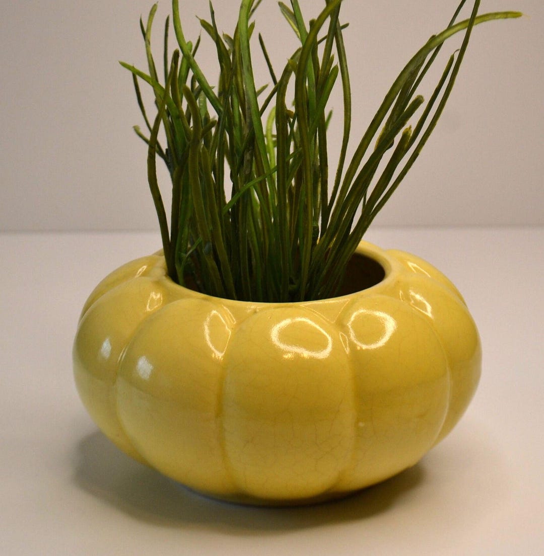 Vintage Yellow Ceramic Plant Planter Vase - Etsy