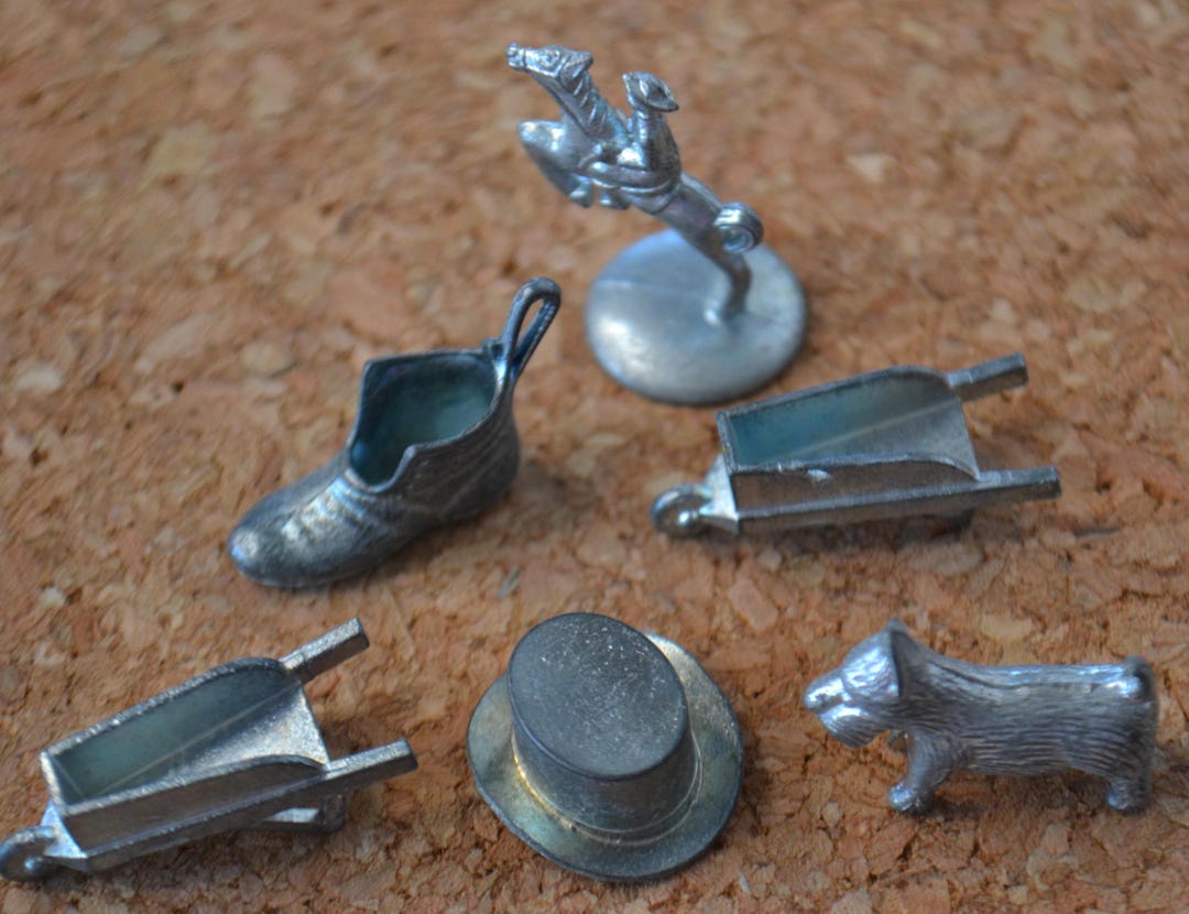 Vintage Silver Colored Metal Monopoly Assorted Game Pieces Set of 6 - Etsy