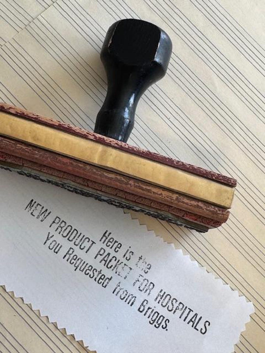 Vintage Office Business Type Wood Handled Rubber Mounted Stamp ...