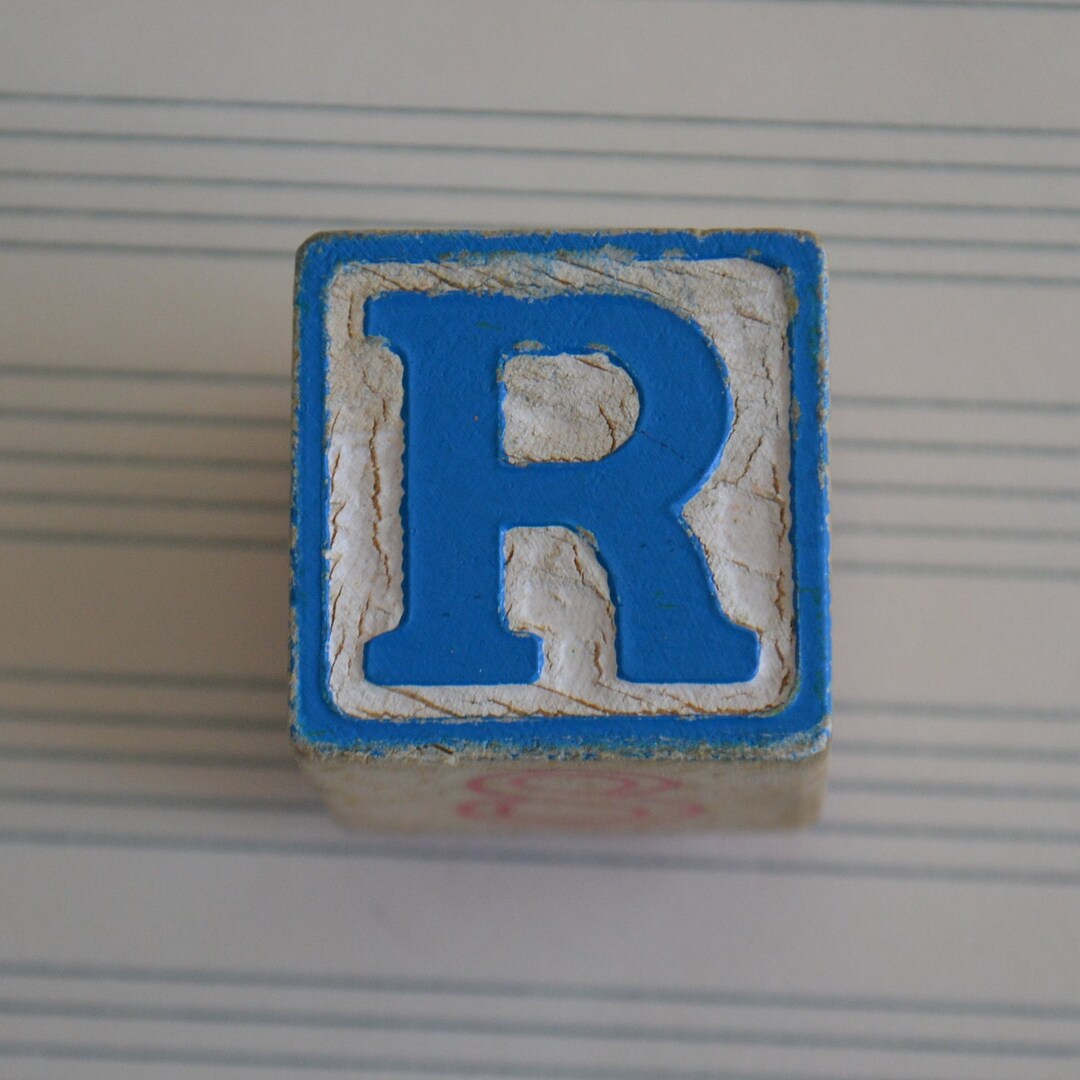 Vintage Blue Wood Block Letter Initial Refrigerator Magnet R - Etsy