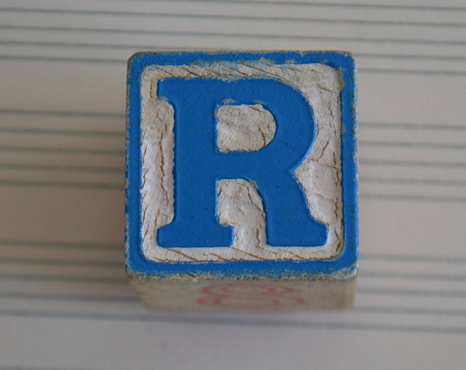 Vintage Blue Wood Block Letter Initial Refrigerator Magnet R - Etsy