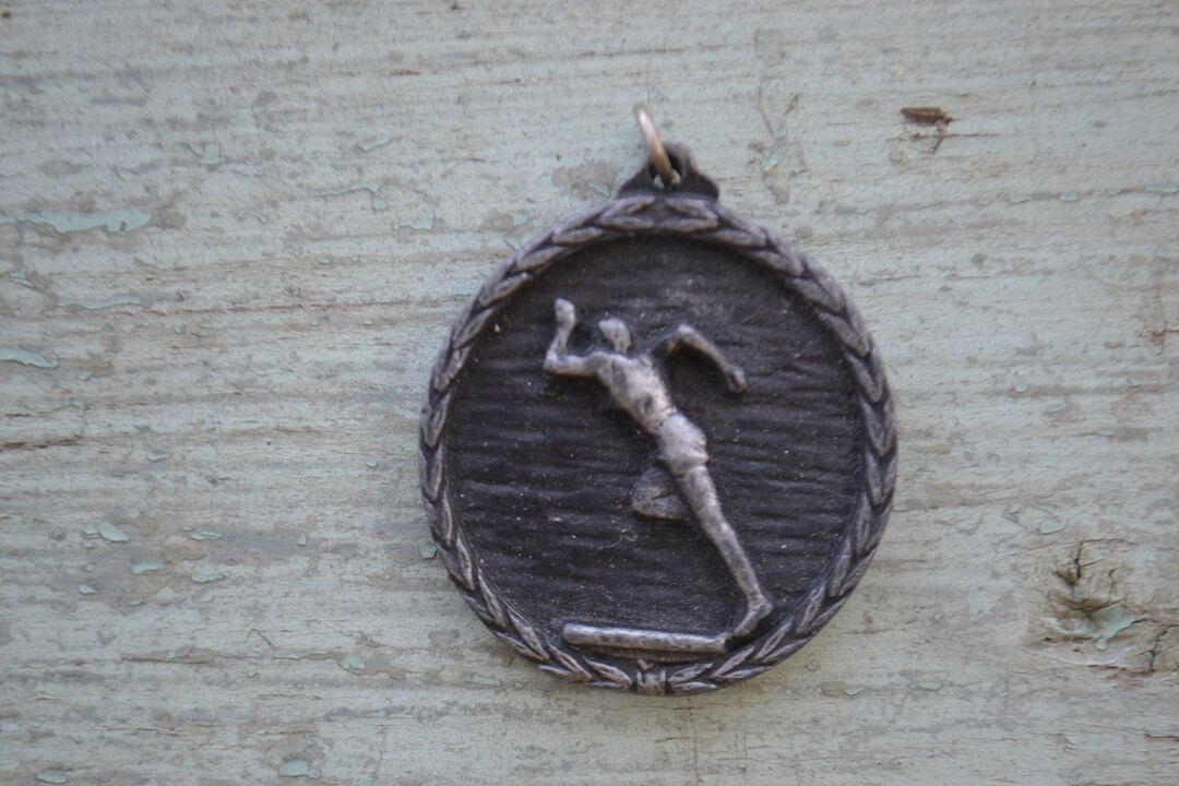 Vintage Silver Gray Track and Field School Relay Medal Medallion - Etsy