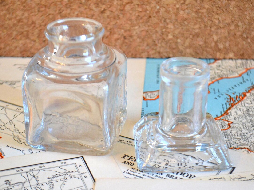 Vintage Clear Glass Ink Wells Inkwells Flower Bud Vases Lot of 2 - Etsy