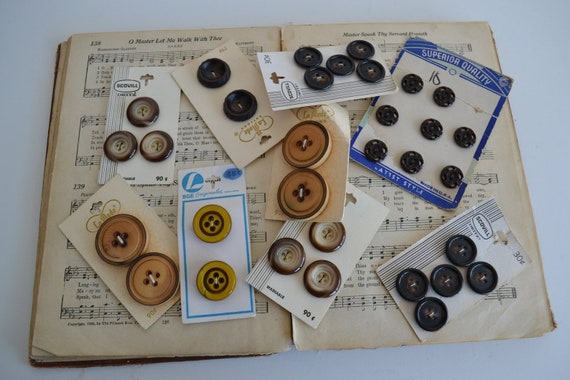 Vintage Assorted Sewing Brown Black Craft Buttons Original | Etsy