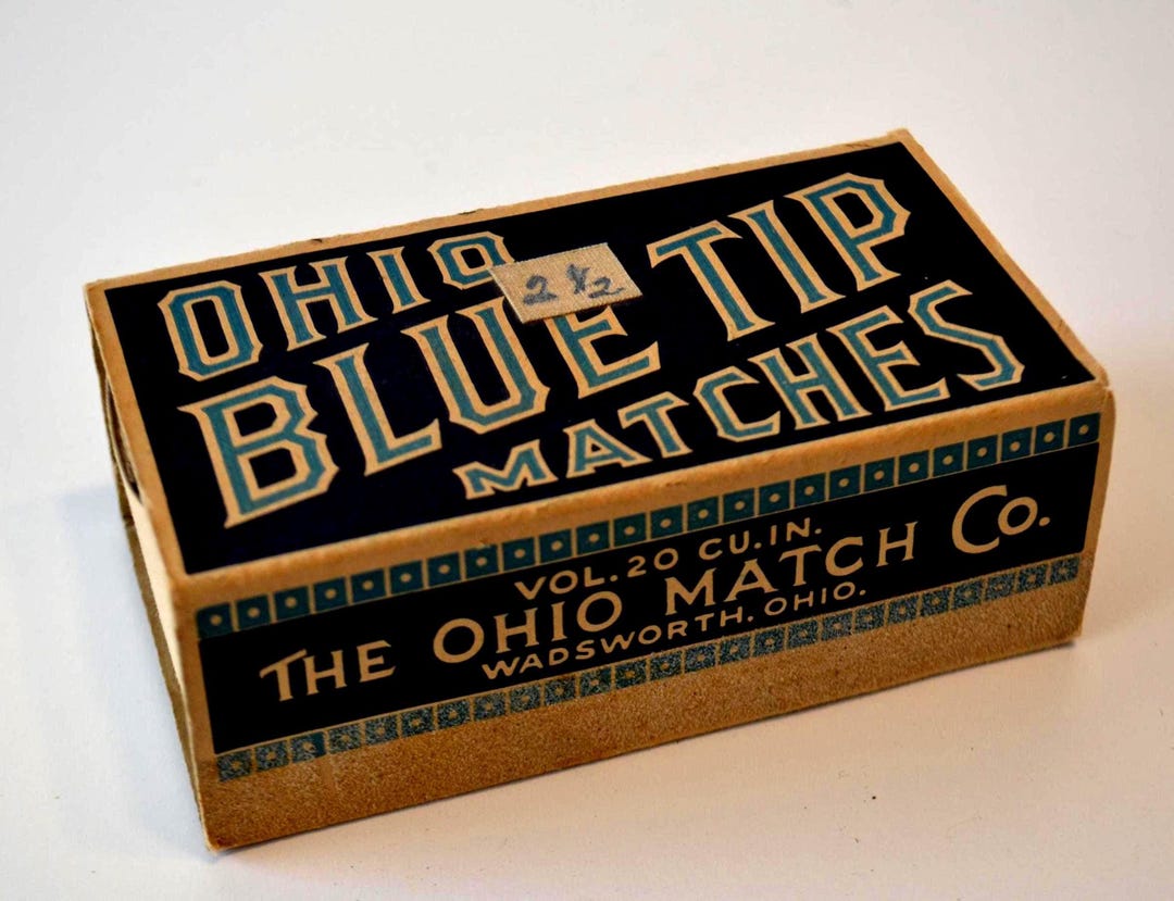 Vintage Kitchen Ohio Blue Tip Box Matchbox Empty - Etsy