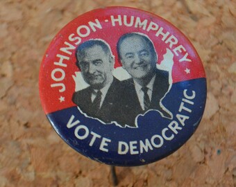 President Lyndon Baines Johnson Button Democrat Campaign LBJ Pin ...