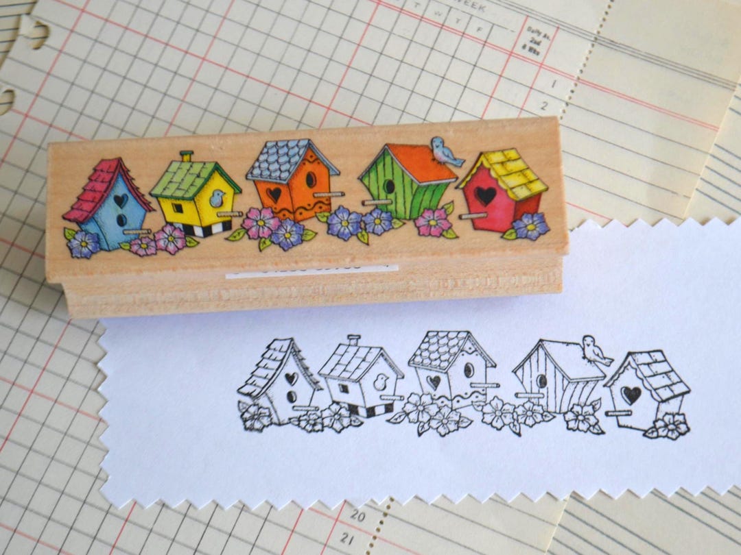 Bird Houses Wood Mounted Rubber Stamp - Etsy