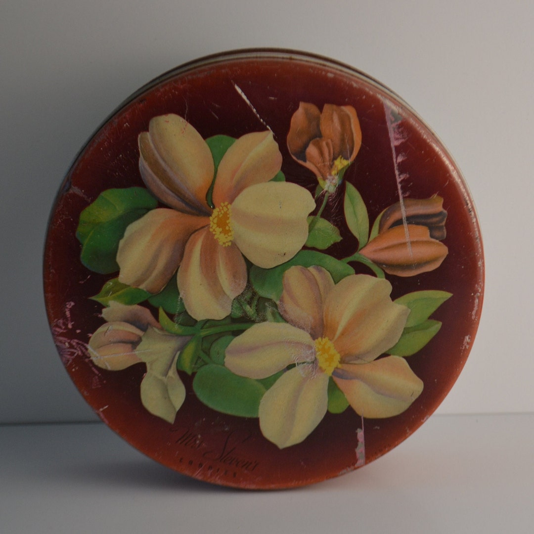 Vintage Floral Round Metal Food Storage Tin Container Box - Etsy