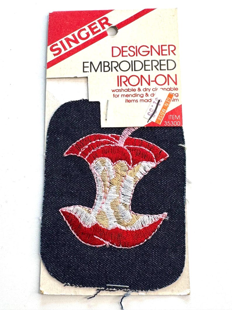 Vintage Patch Iron-on Embroidered Denim Apple Applique Patch - Etsy
