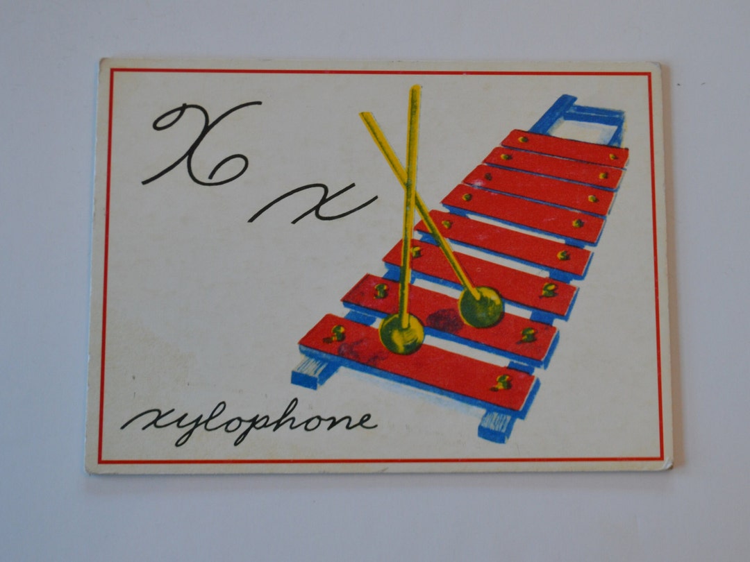 Vintage Flashcard Flash Card Image Picture - X Xylophone - Etsy