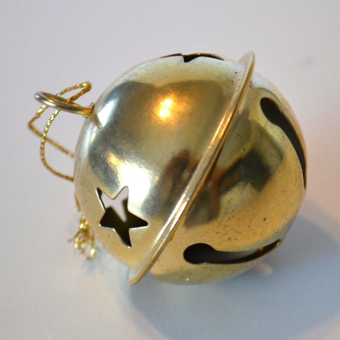Vintage Christmas Holiday Gold Round Metal Bell - Etsy