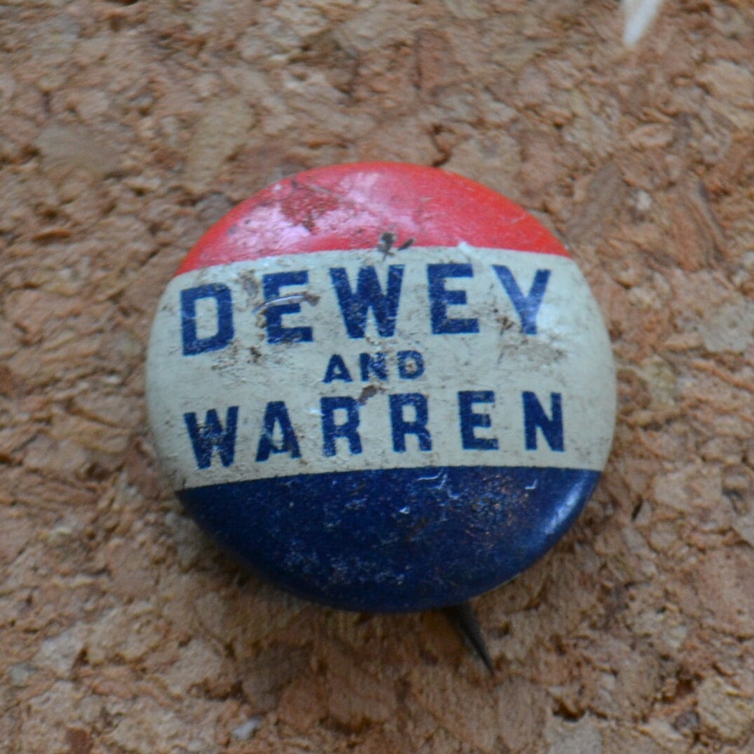 Vintage Dewey Warren Presidential Candidate Campaign Vote Voting Pin ...