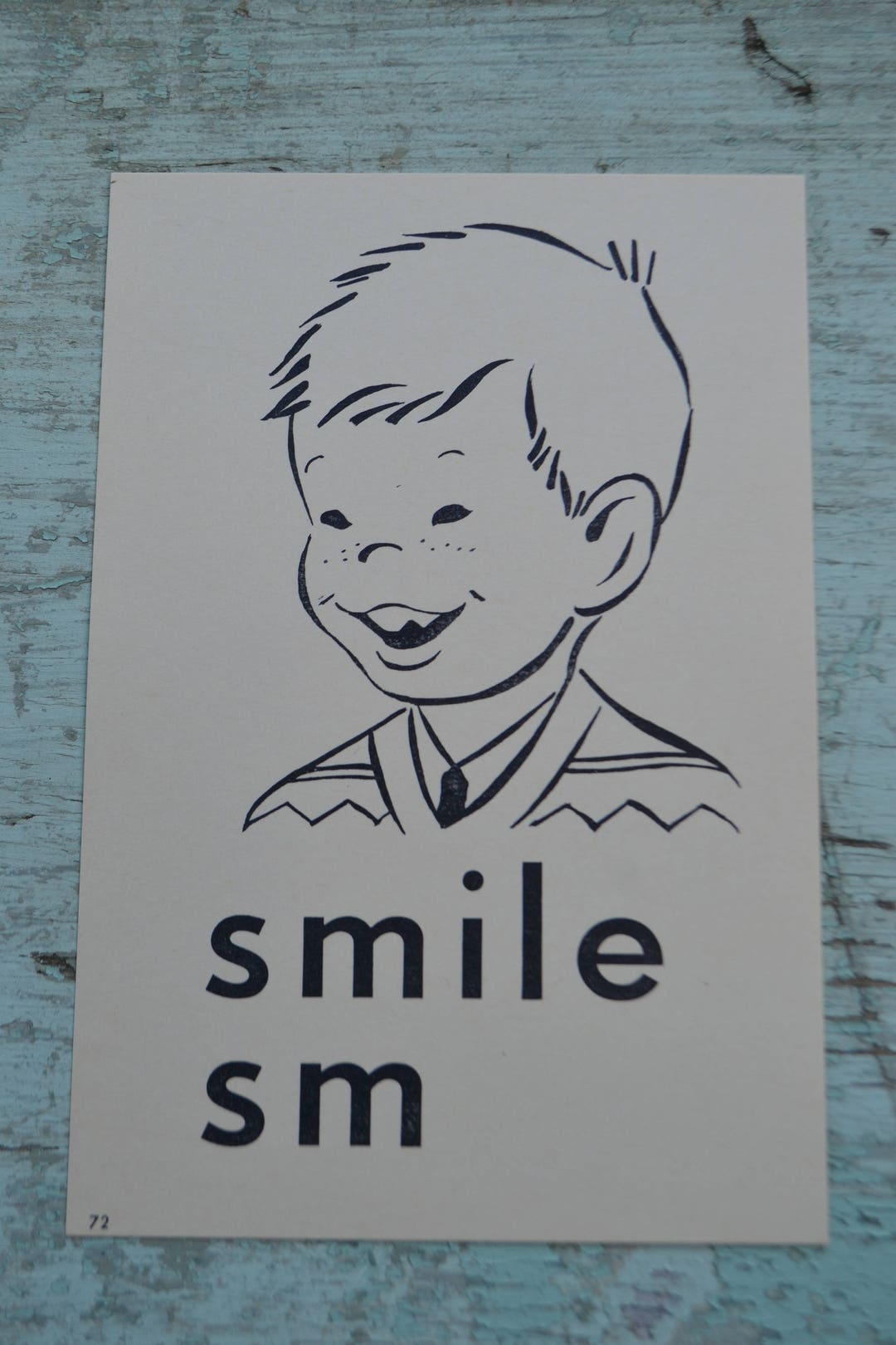 Vintage Ephemera 1950s Flash Card Flashcard Paper Large Picture Boy ...