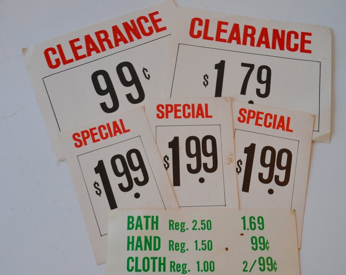 Vintage Retail Store Price Tags Cards Assorted Lot of 6 - Etsy