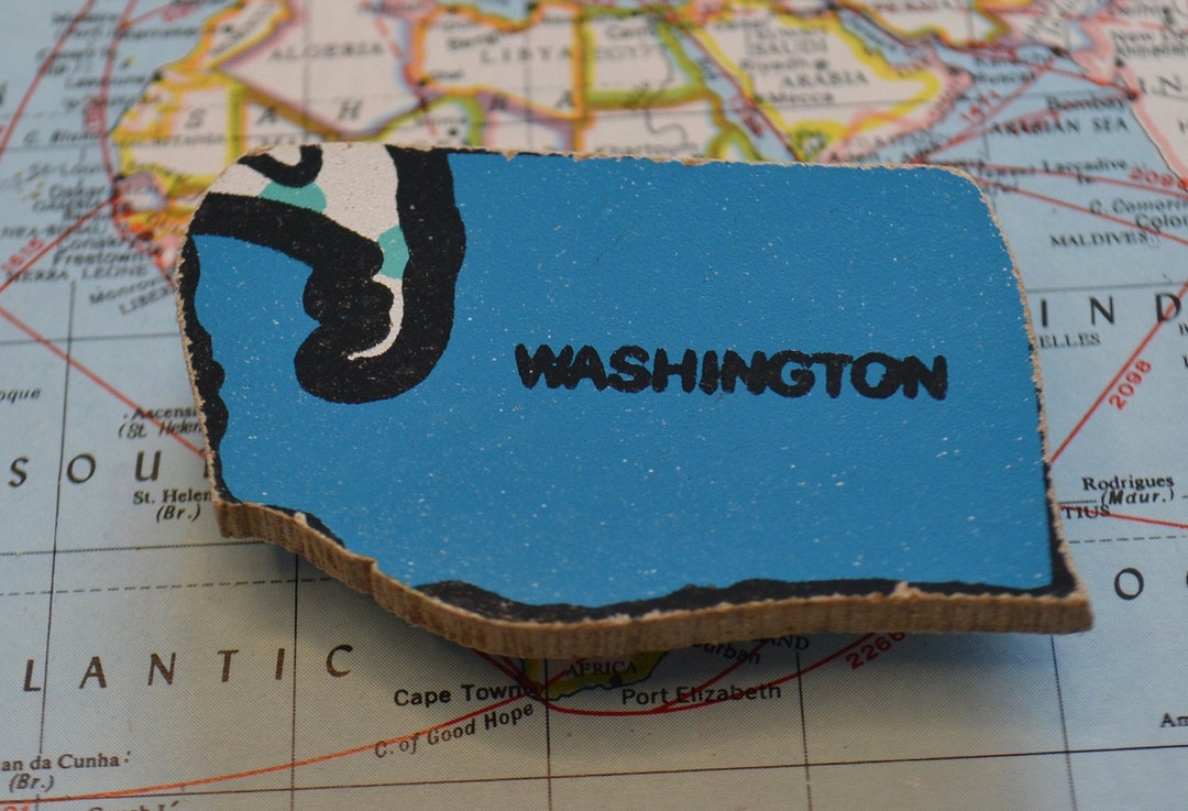 Vintage Wood Puzzle Washington State Blue Refrigerator Magnet - Etsy