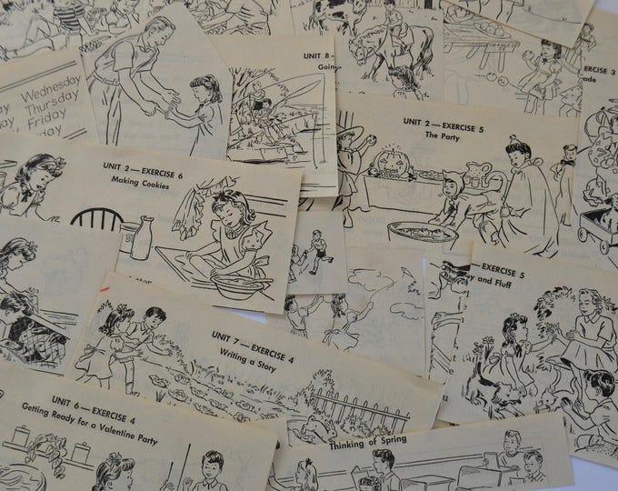 Vintage Back to School Children Scrapbook Ephemera Pages 1950s Graphics ...