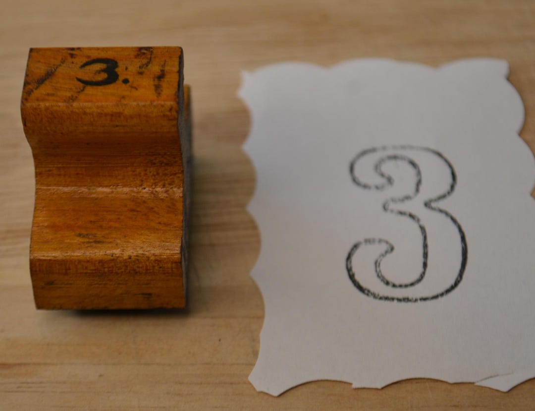 Vintage Classroom Number Wood Handled Rubber Mounted Stamp - 3 - Etsy