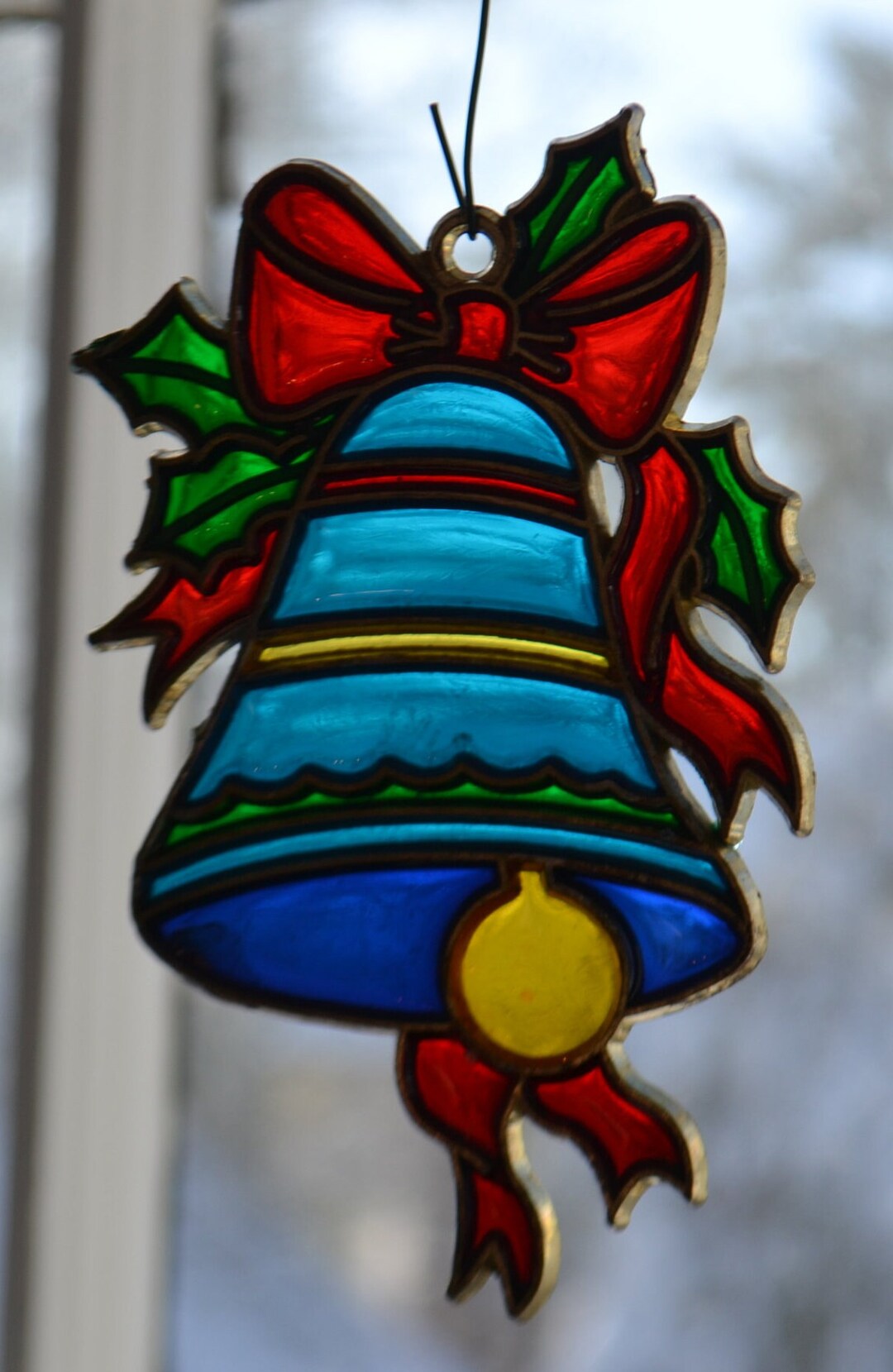 Vintage Window Holiday Christmas Bell Stained Glass Ornament - Etsy